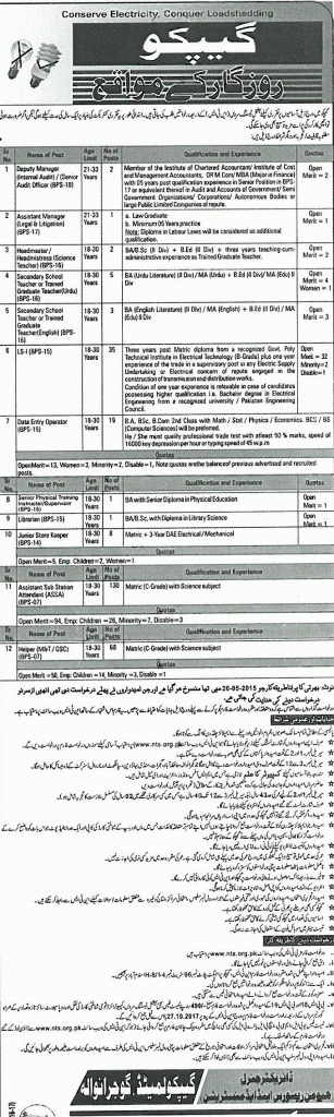 GEPCO LS ASSA Helper NTS Written Test Syllabus MCQs Past Sample Papers ...