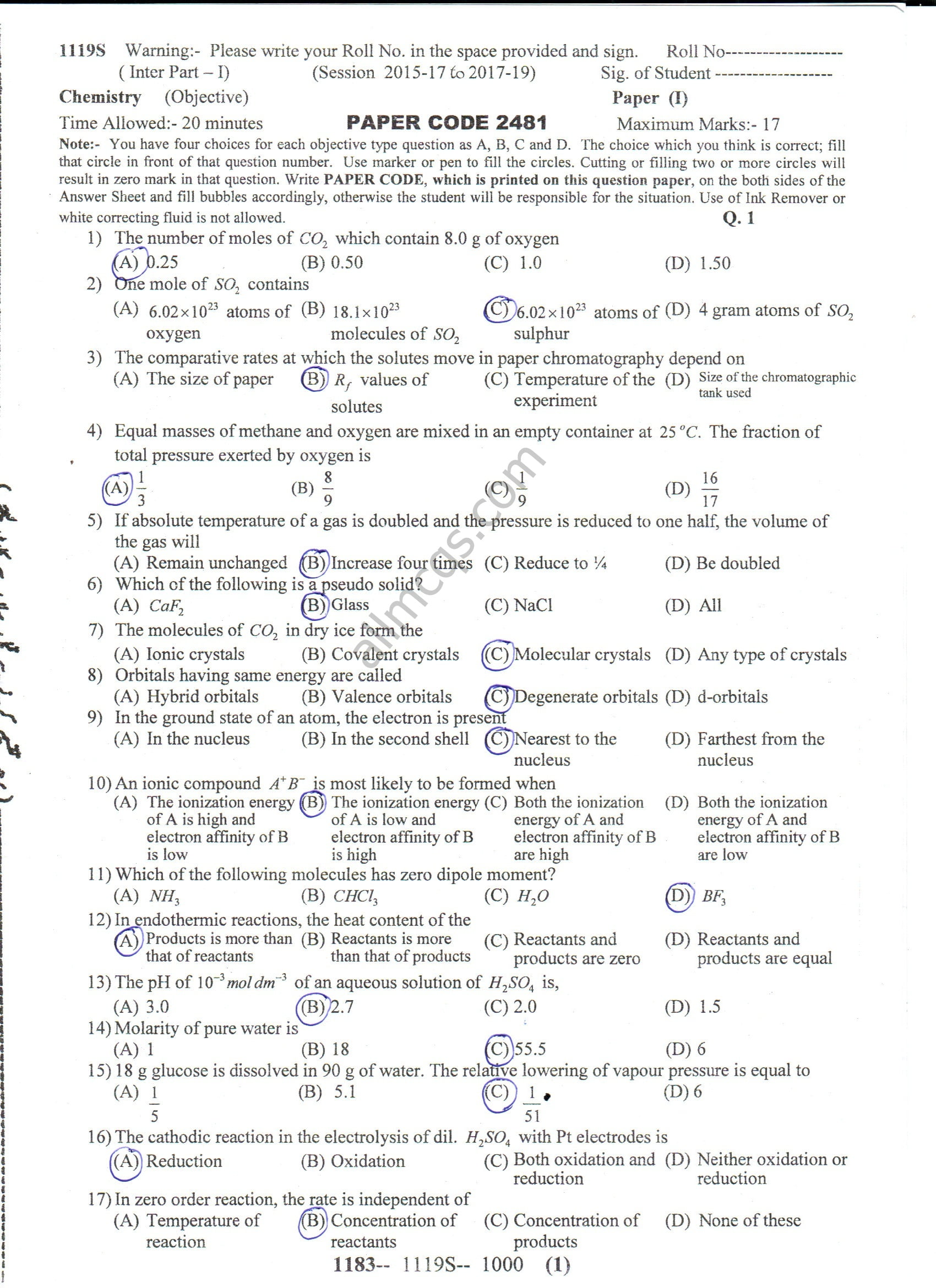 Chemistry Solved MCQS FSc Inter Part 1 Free Online MCQS Questions Chemistry Solved MCQS FSc Inter Part 1 Free Online MCQS Questions